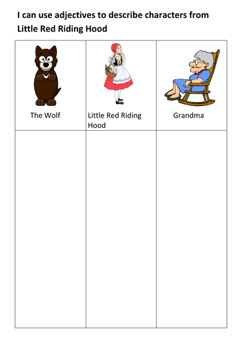 I can use adjectives to describe characters from Little Red Riding Hood ...