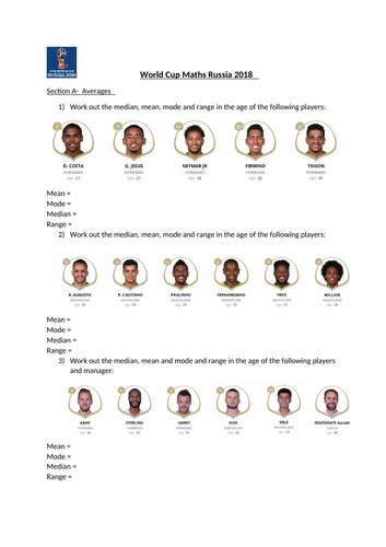 World Cup Russia 2018 Maths Challenge (Answers Included) | Teaching ...