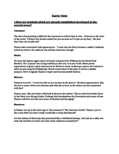 Tennessee Williams' 'Sweet Bird of Youth' lesson 5 - Act 1 Scene 2 and ...