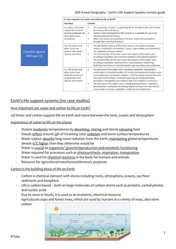 OCR A-Level Geography - Earth's Life Support Systems Revision ...