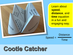 Speed Distance Time Equation Cootie Catcher | Teaching Resources