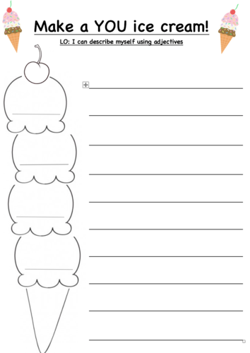 Ice Cream Adjective Worksheet | Teaching Resources