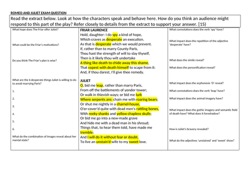 Act 4 Scenes 1 and 3 Romeo and Juliet | Teaching Resources