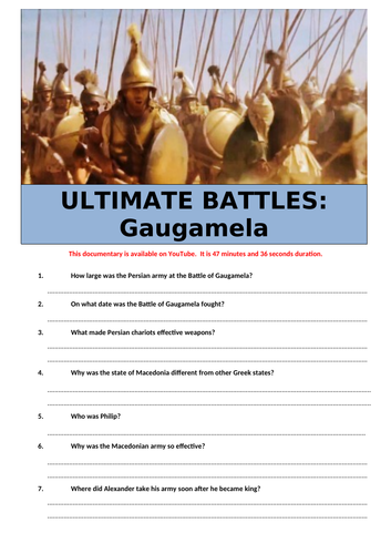 Ultimate Battles. Gaugamela | Teaching Resources