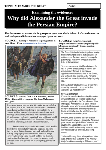Why did Alexander invade the Persian Empire? | Teaching Resources