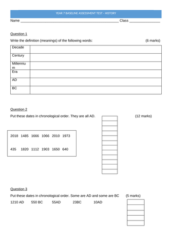 History Year 7 Autumn term SOW, Assessments and Homework booklets ...