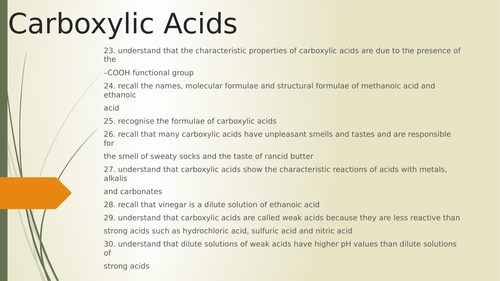2019 GCSE AQA Chemistry unit 7: Organic Chemistry Carboxylic Acids ...