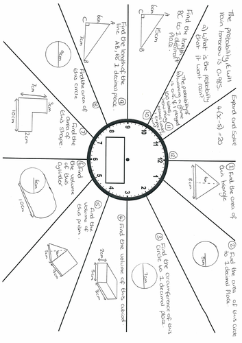 GCSE FOUNDATION REVISION CLOCKS (Great for end of term activities ...