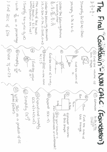 GCSE Maths Exam revision A3 topic sheets | Teaching Resources