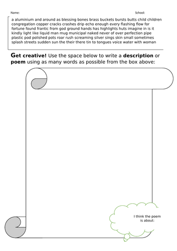 Blessing by Imtiaz Dharker Creative PEE Worksheet and model | Teaching ...