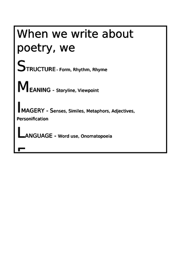 Poetry - SMILE | Teaching Resources