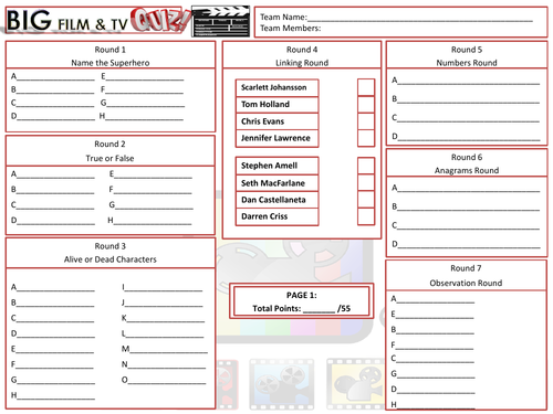 End of Year Film and Media Quiz | Teaching Resources