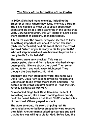 Sikhism : Khalsa 5Ks | Teaching Resources