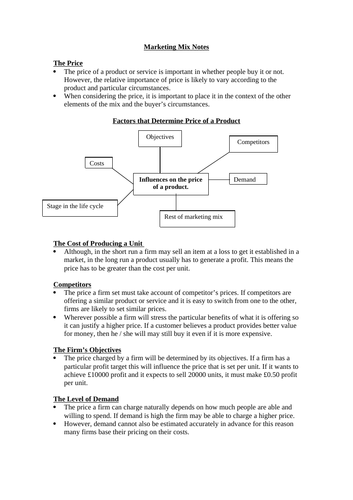 Revision Notes on Marketing Mix (A Level Business Studies) | Teaching ...