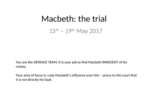 Macbeth: The Trial | Teaching Resources