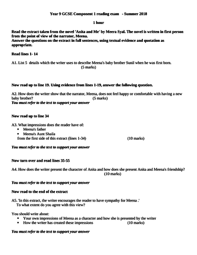 Practice Eduqas GCSE English Language Component 1 Reading Paper and ...