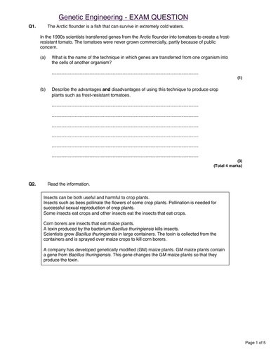 Lesson and resources on genetic engineering AQA GCSE | Teaching Resources