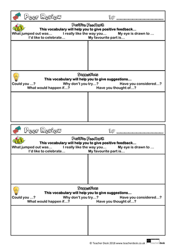 Peer Review Slips | Teaching Resources