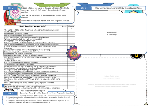 Pacifism - Comparing Hindu & Christian Views (GCSE Hinduism - Peace ...