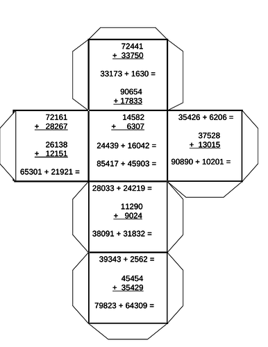 KS2 Column Addition Cube - differentiated. | Teaching Resources