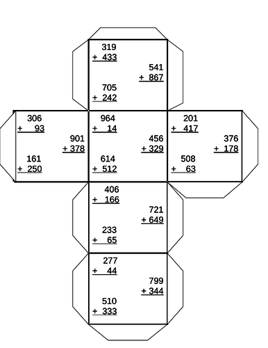 KS2 Column Addition Cube - differentiated. | Teaching Resources