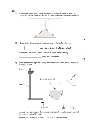 2019 AQA GCSE Physics Forces Moments and centre of mass | Teaching ...