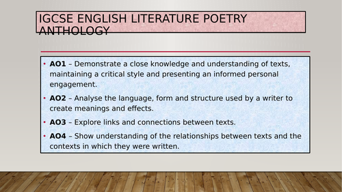 IGCSE KS4 Literature Poetry Anthology Exam Process Resource | Teaching ...