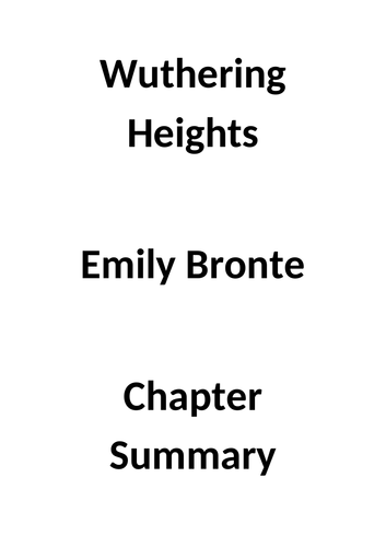 Wuthering Heights By Emily Bronte Chapter Summary Grid | Teaching Resources