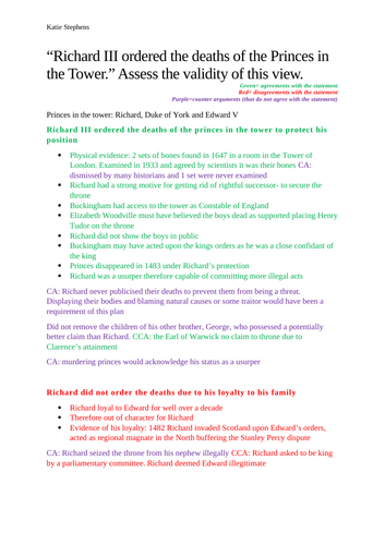 A Level History AQA 2B The Wars of the Roses 22 Essay Plans | Teaching ...