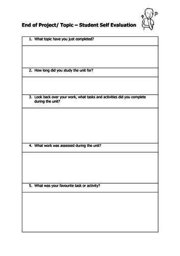 End of Project/Topic - Student Self Evaluation | Teaching Resources