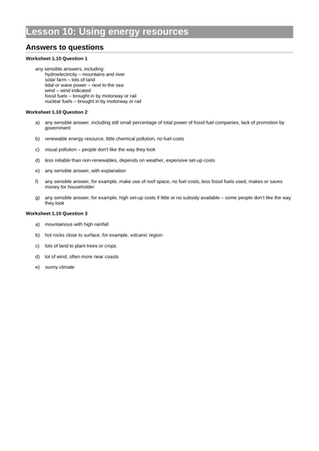 AQA Physics GCSE Energy and Efficiency - Global Energy suppliers ...