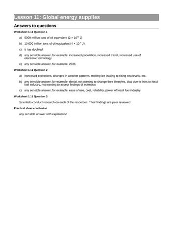 AQA Physics GCSE Energy and Efficiency - Global Energy suppliers ...