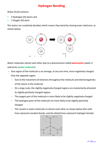 Hydrogen Bonding and Its Uses in Biology | Teaching Resources