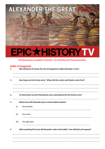 Epic History. Alexander the Great Part 3 | Teaching Resources