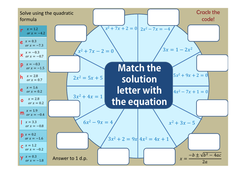 Quadratic Formula - Solving Quadratic Equations Puzzle Activity ... Quadratic Formula - Solving Quadratic Equations Puzzle Activity ...