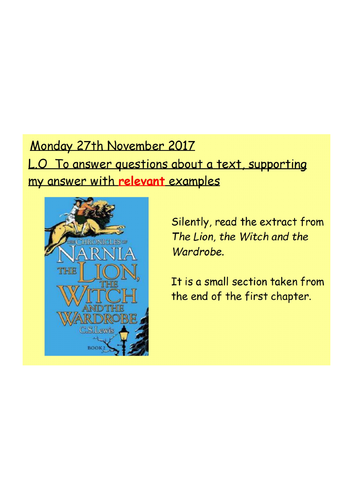 The Lion, the Witch and the Wardrobe - Comprehension Lesson | Teaching ...