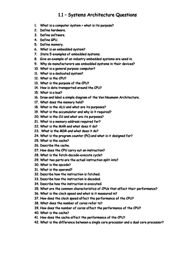 Computer Science GCSE OCR 9-1 Specification Component 1 Questions ...