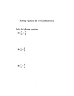Solving equations by cross multiplication worksheet (with solutions ...