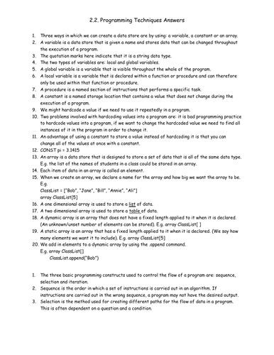 Computer Science Gcse Ocr 9 1 Specification Component 2 Questions