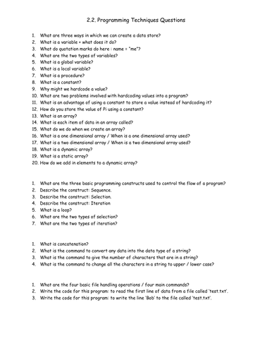 Computer Science Gcse Ocr 9 1 Specification Component 2 Questions