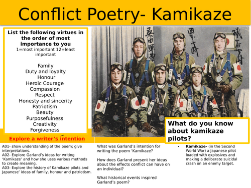Power and Conflict Poetry: Kamikaze | Teaching Resources