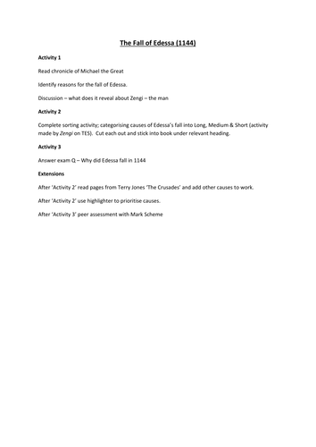 Lesson - The Fall of Edessa | Teaching Resources