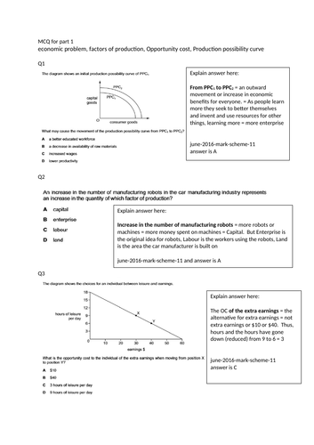 CIE 2020-2022 iGCSE Economics, economic problem, factors of production, opportunity cost, PPC ...