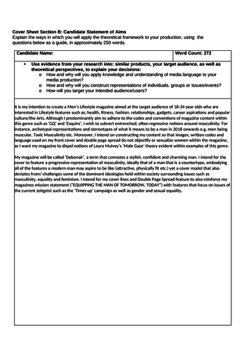 LV9 EDUQAS EXEMPLAR RESEARCH, PLANNING AND STATEMENT OF AIMS FOR ...