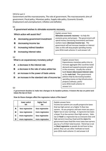 CIE 2020-2022 iGCSE Economics, macroeconomic, Fiscal, tax, Supply-side ...