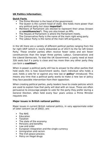 Introduction to British Politics (KS3) | Teaching Resources