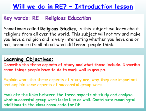 RE Introduction | Teaching Resources