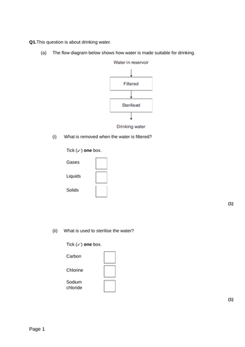 2019 AQA GCSE Chemistry Water treatment sustainable development ...