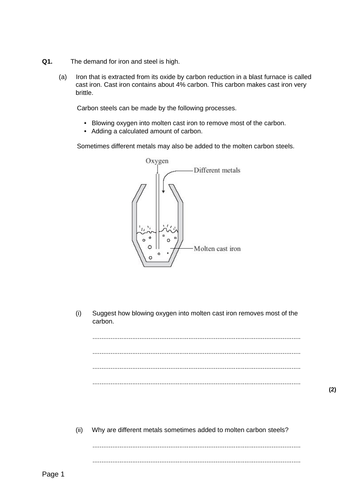 2019 AQA GCSE Chemistry Water treatment sustainable development ...