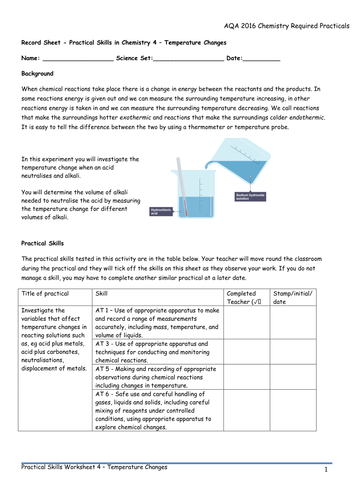 2019 AQA GCSE Chemistry Energy changes Endothermic Exothermic ...